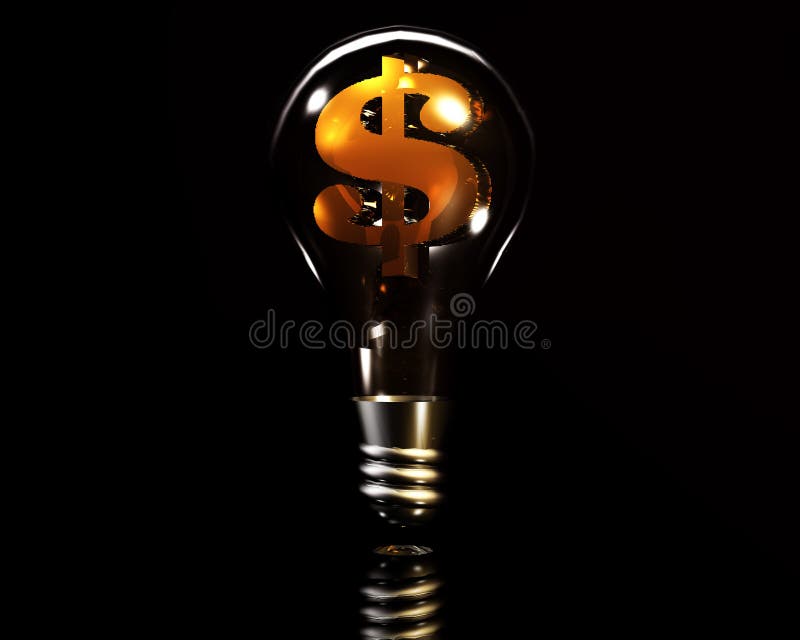 3d Lamp with Golden Dollar Sign Stock Illustration - Illustration of ...