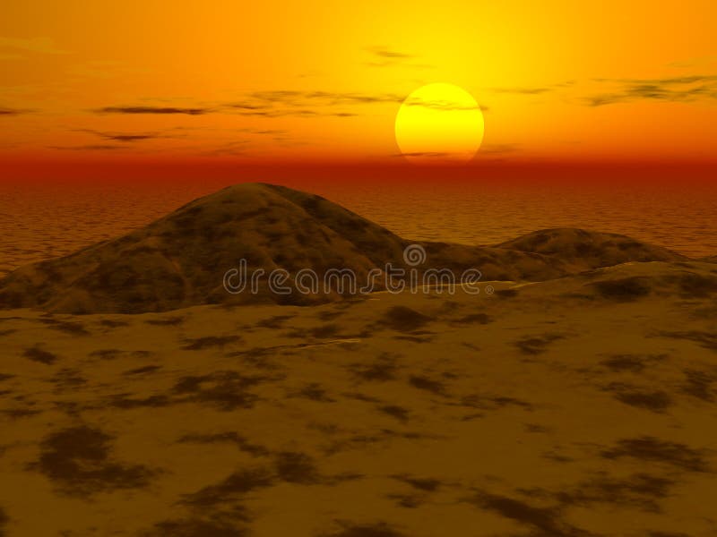 Sunset. Desert stock illustration. Illustration of drawing - 2388491