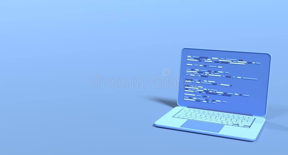 3d Laptop And Program Code Development Web Coding Concept Coding Screen 3d Rendering 3d