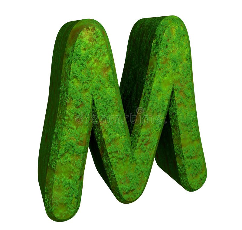 3d letra M en hierba verde stock de ilustración. Ilustración de aislado ...