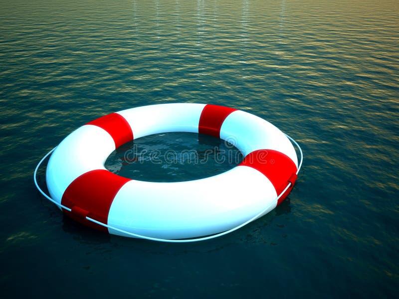 3d Life Ring Floating on Water As a Help Symbol Stock Image - Image of ...