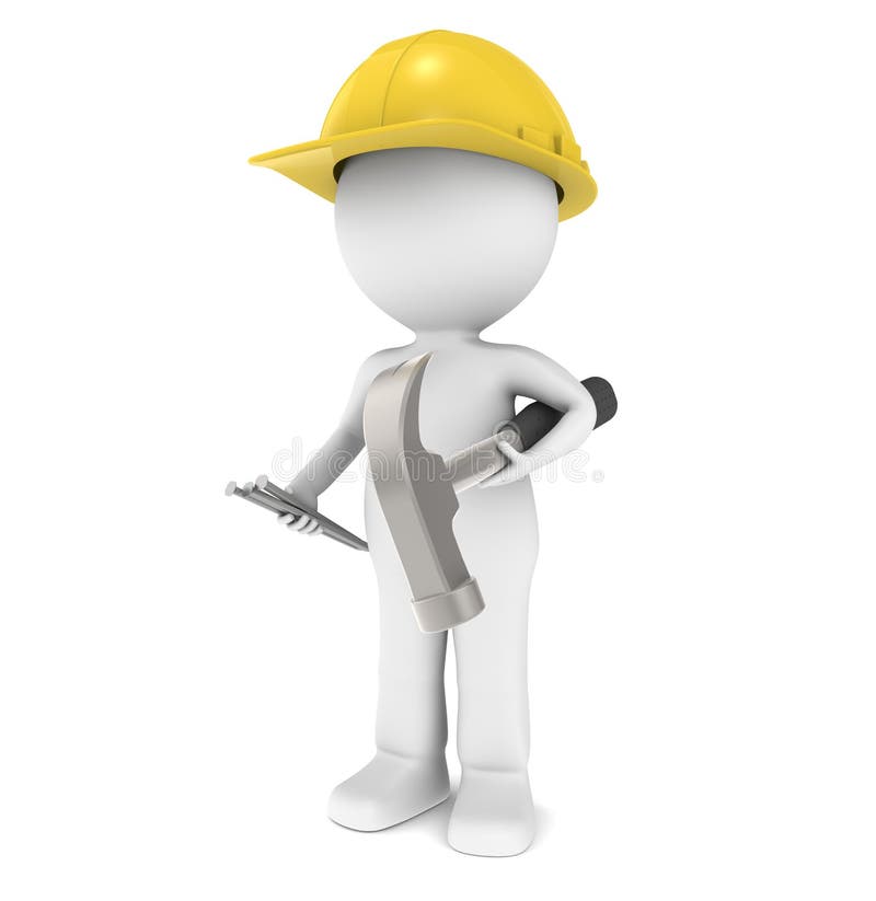 3D Little Human Character the Builder Stock Illustration - Illustration ...