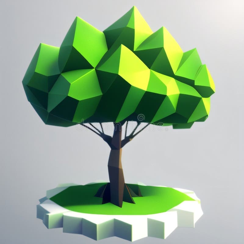 3D Low Poly Tree on a Plain Background Stock Illustration ...