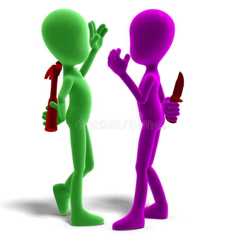 3d Male Icon Toon Characters Planing an Ambush Stock Illustration ...