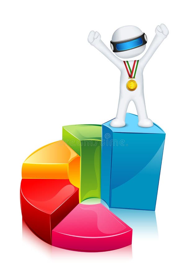 3d Man in Vector Standing on Bar Graph Stock Vector - Illustration of ...