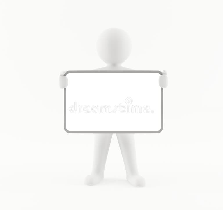 White Figure Holding Blank Sign Stock Illustrations – 723 White Figure ...