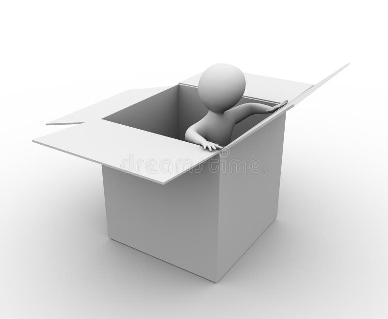 3d man in the box stock illustration. Illustration of celebration ...