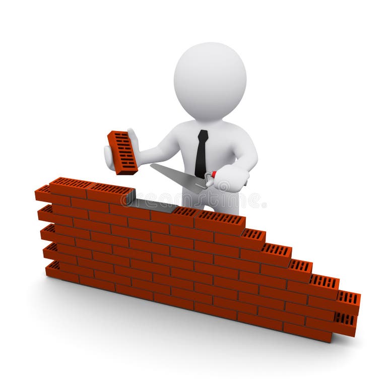 3D man and brick wall stock illustration. Illustration of masonry ...