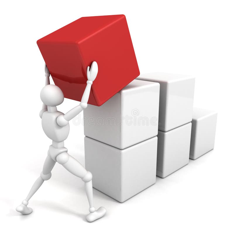 3d Man is Building Success Business Chart of Blocks Stock Illustration ...