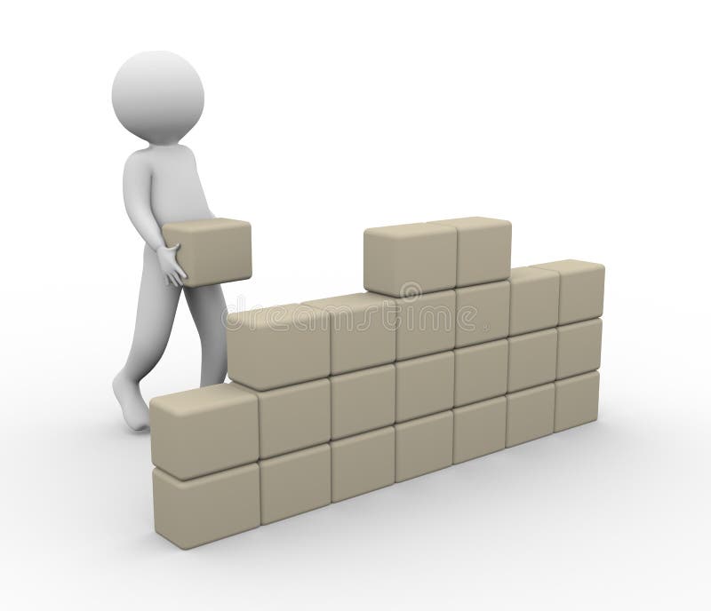 3d man building wall stock illustration. Illustration of construct ...