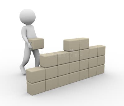 3d man building wall stock illustration. Illustration of construct ...