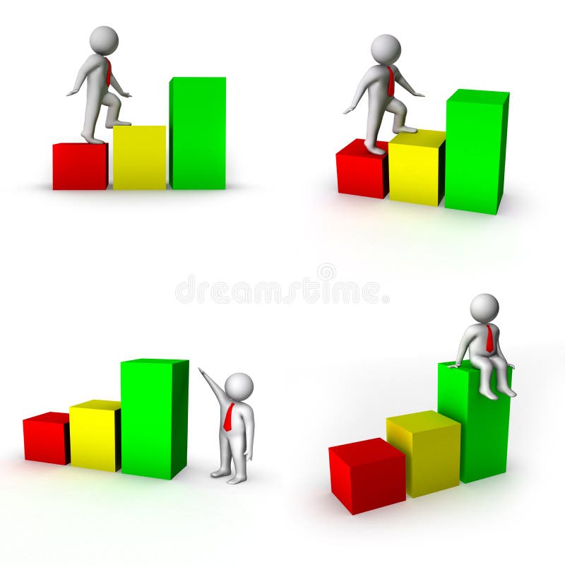 3d man with business chart stock illustration. Illustration of graph ...