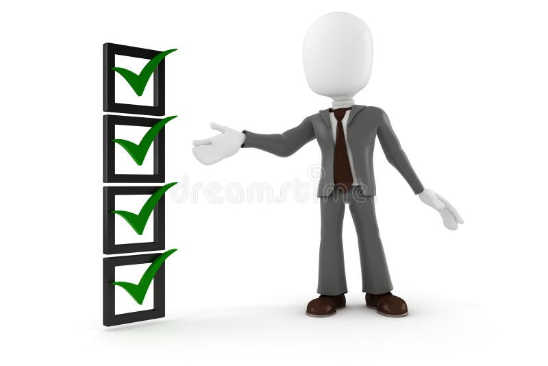 3d Small People - Installation of Check Marks Stock Illustration ...