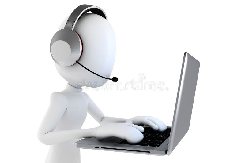 3d Man with Laptop - Help Desk Stock Illustration - Illustration of ...
