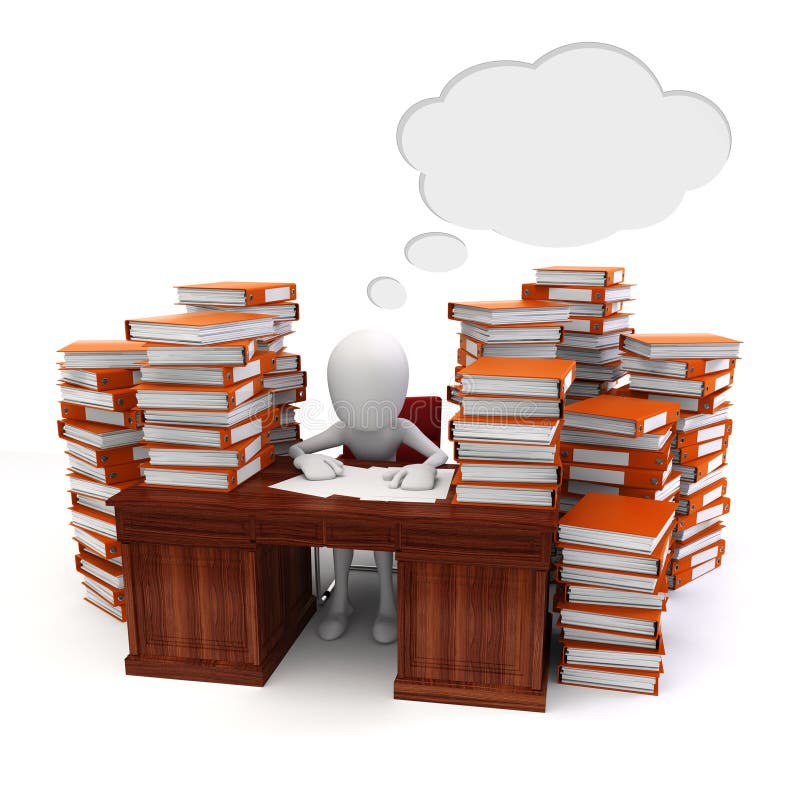 3d Man Businessman on a Pile of Blank Documents Stock Illustration ...