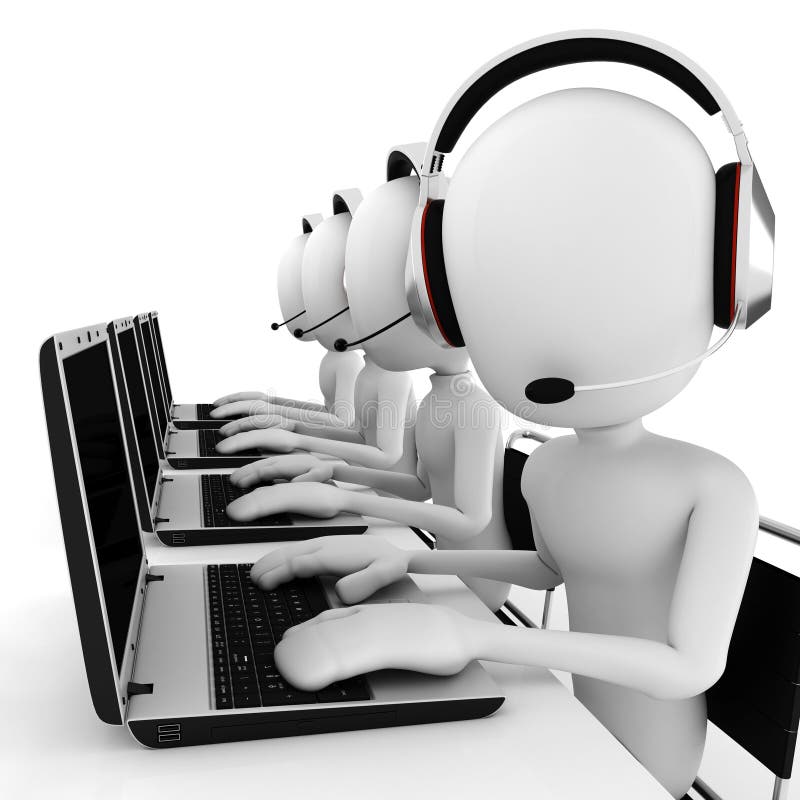 3d Man Call Center Ready To Help Stock Illustration - Illustration of ...