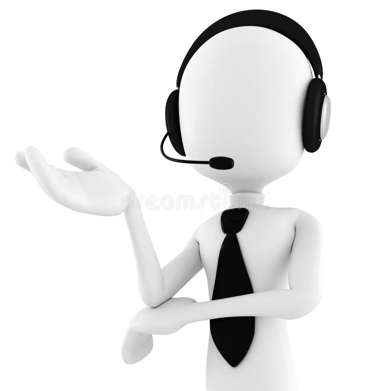 3d Man Call Center Offering Support Stock Illustration - Illustration ...