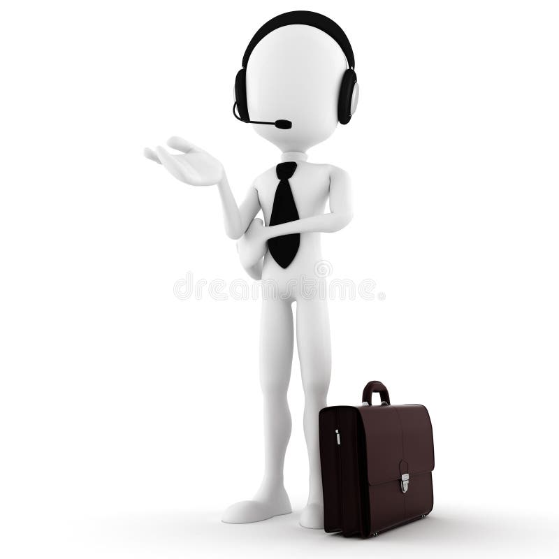 3d Man Call Center Offering Support Stock Illustration - Illustration ...