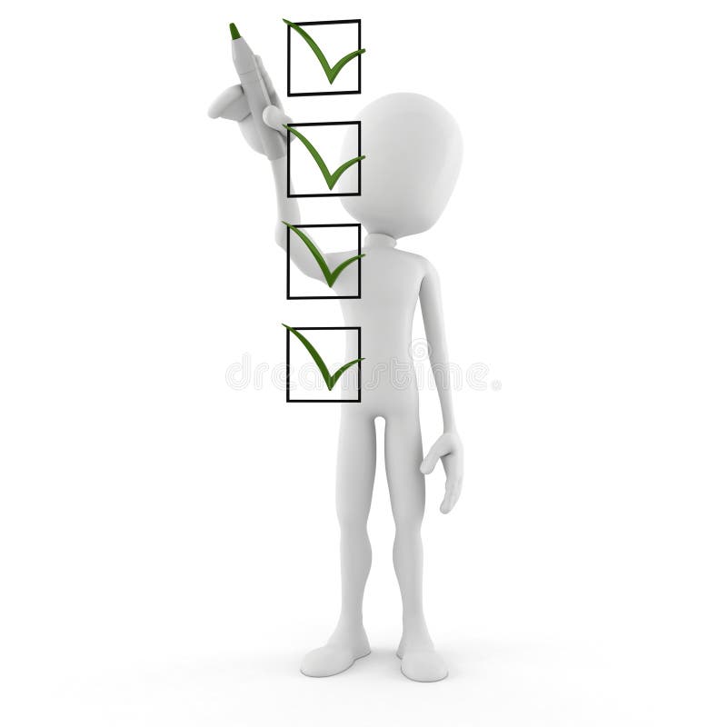 3D White People. Check List Stock Illustration - Illustration of human ...