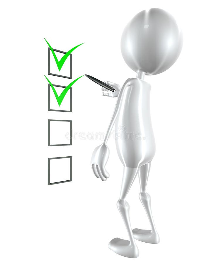 3d man checking a list stock illustration. Illustration of mark - 19791855