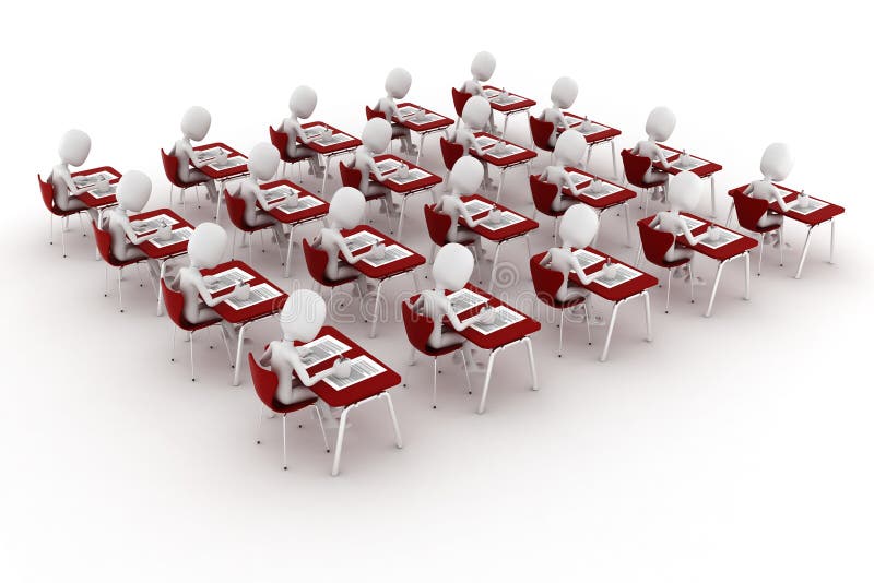 3d Man in Classroom, Exam Test Stock Illustration - Illustration of ...