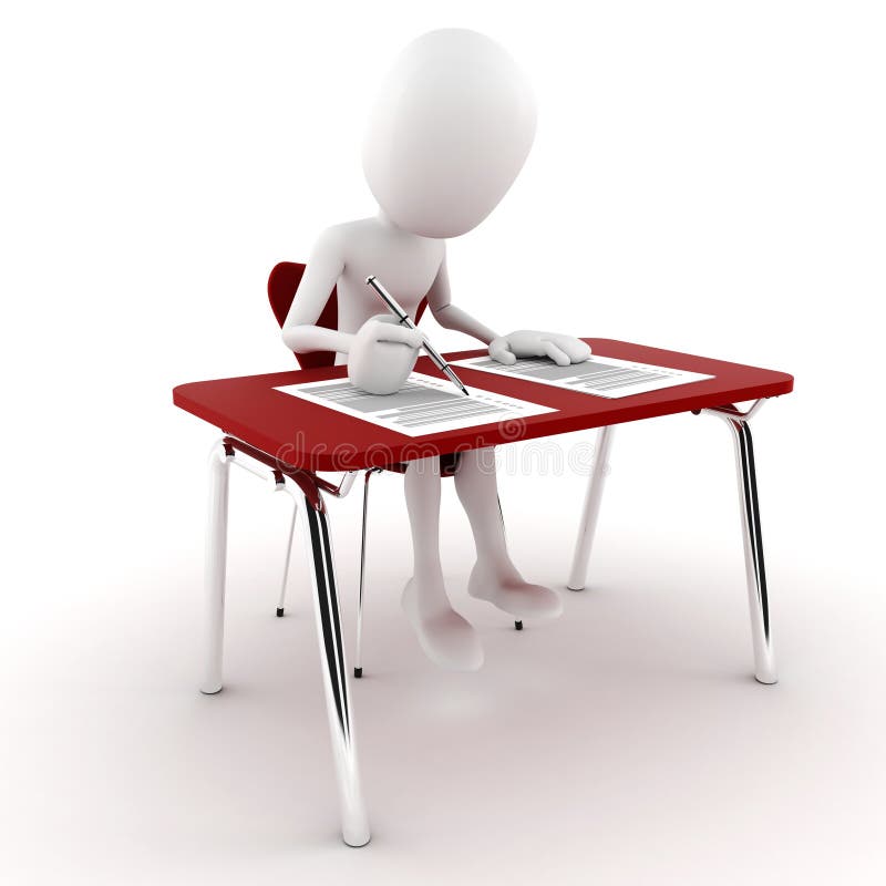 3d Man in Classroom, Exam Test Stock Illustration - Illustration of ...