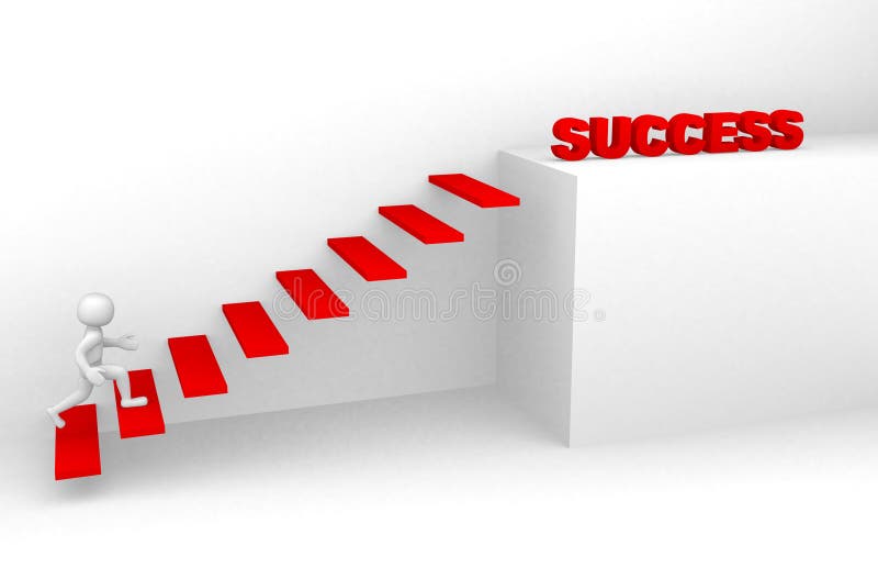 3d Man Climbs the Ladder of Success Stock Illustration - Illustration ...