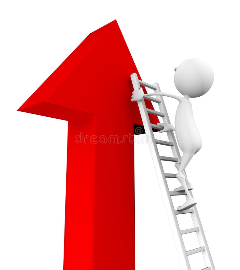 3d Man Climbs Up the Stairs on the Arrow Stock Illustration ...