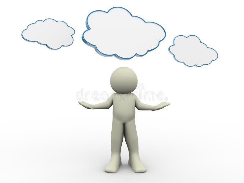 3d man with cloud stock illustration. Illustration of winter - 24044307