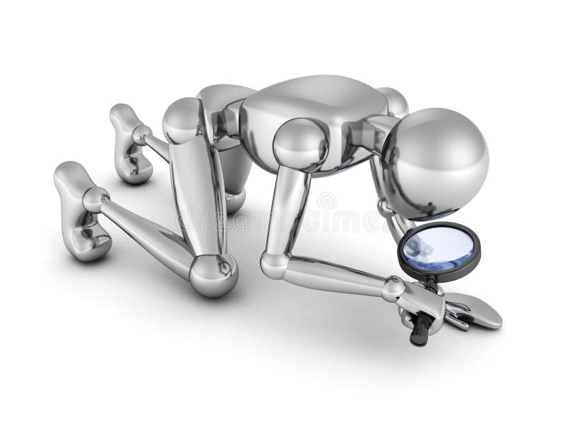 3d Man Holding Magnifying Glass Stock Illustration - Illustration of ...
