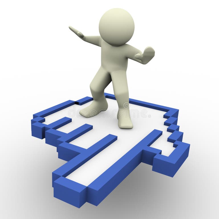 3d man on cursor stock illustration. Illustration of male - 23953409