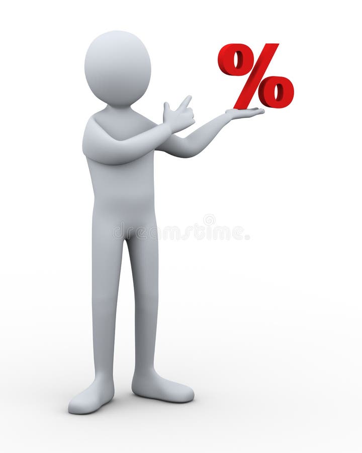 3d Man and Discount Offer Symbol Stock Illustration - Illustration of ...