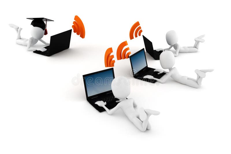 3d Man E-learning, Isolated on White Background Stock Illustration ...