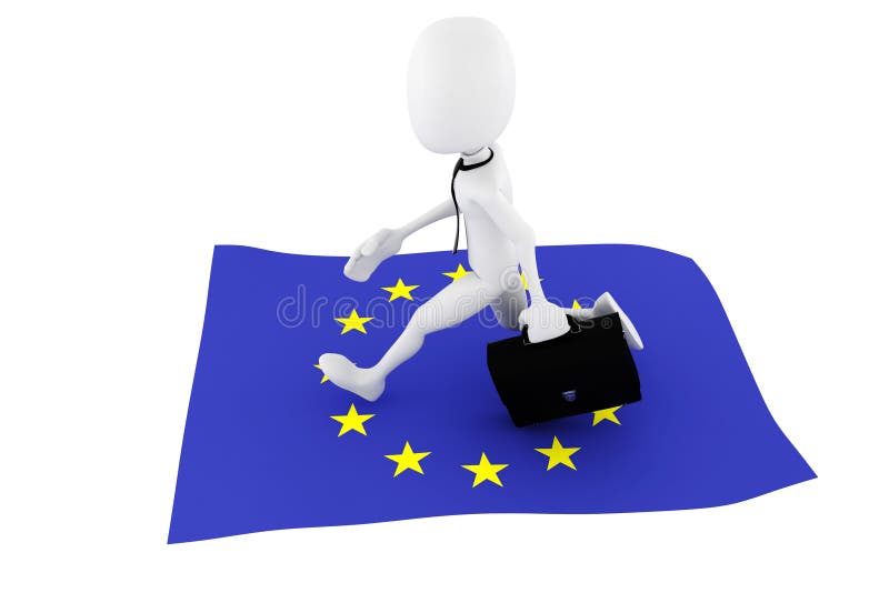 3d Man EU Flag Business Concept Stock Illustration - Illustration of ...
