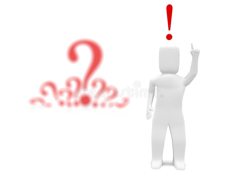 3D Man with Exclamation Mark Stock Illustration - Illustration of ...