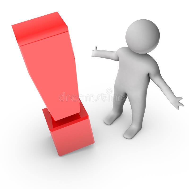 3d Man with Exclamation Sign Stock Illustration - Illustration of ...