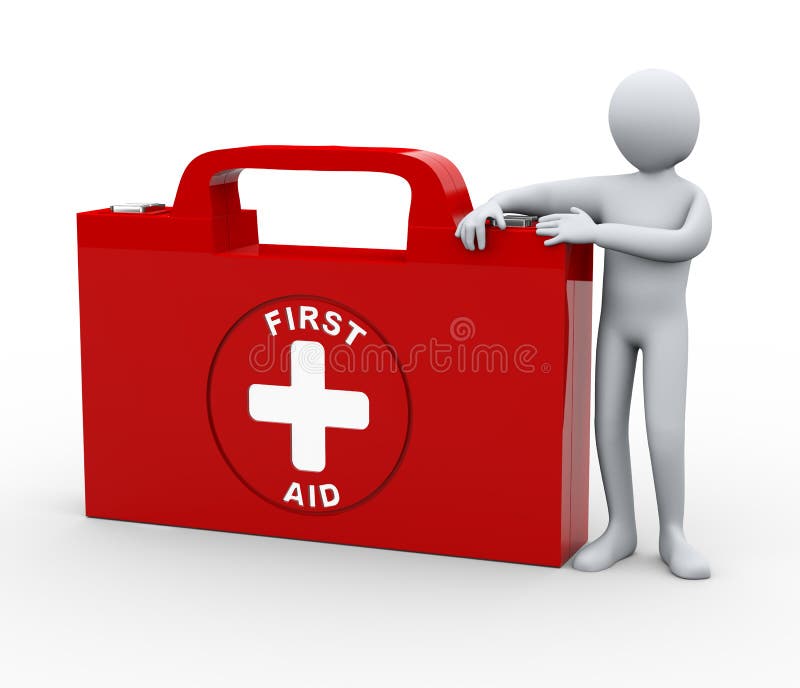 3d Man with First Aid Medical Kit Stock Illustration - Illustration of ...