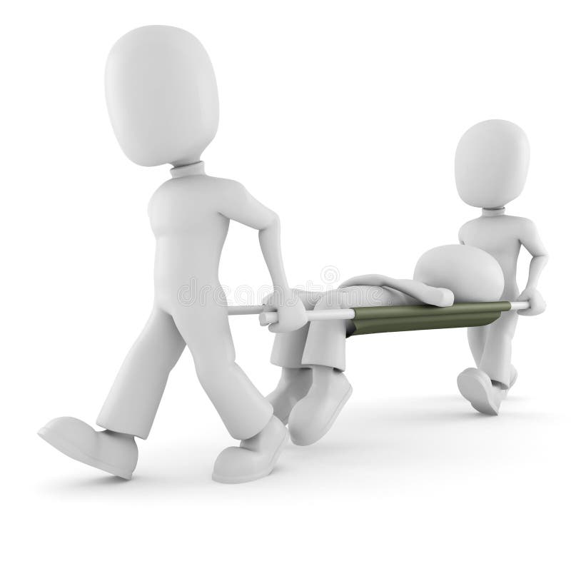 3D White People. Doctors Carrying an Injured on a Stretcher Stock ...