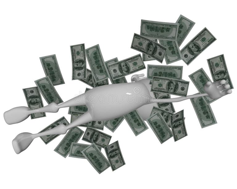 3D man floating in money stock illustration. Illustration of crisis ...