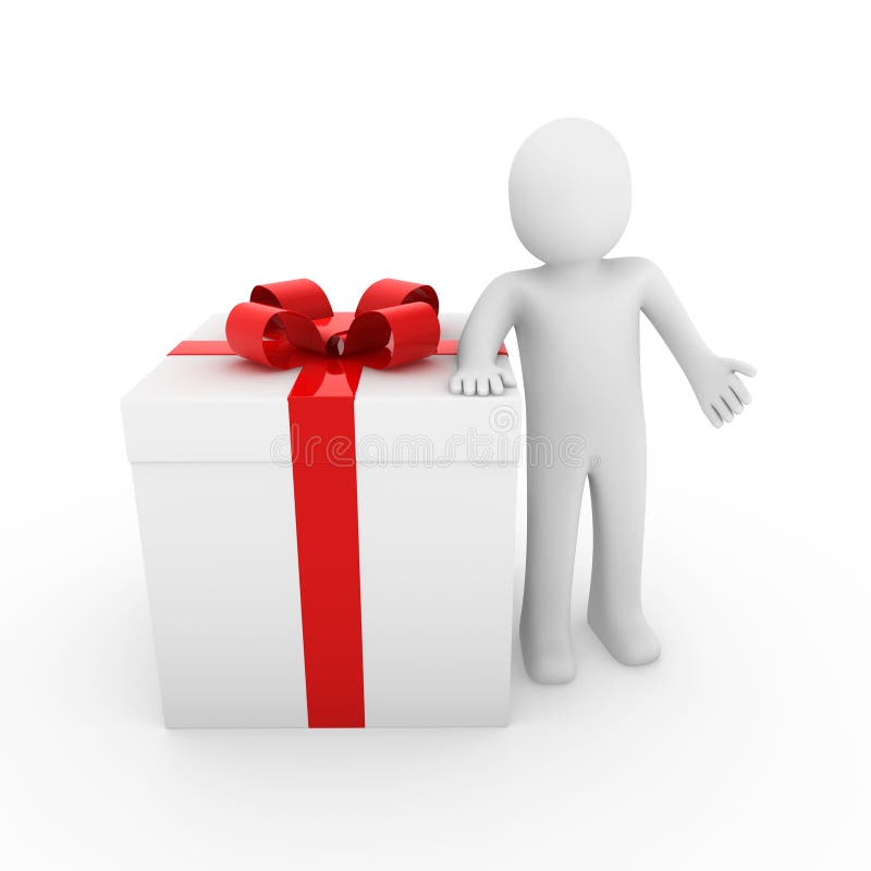 3d Man in Vector with Gift Box Stock Vector - Illustration of figure ...