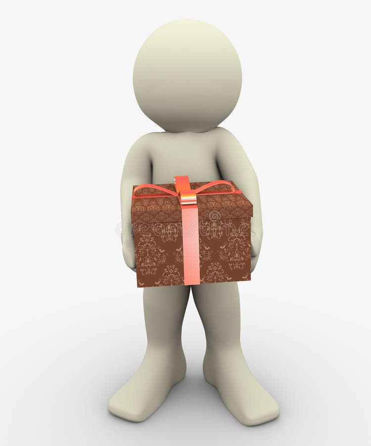 3d man with giftbox stock illustration. Illustration of christmas ...