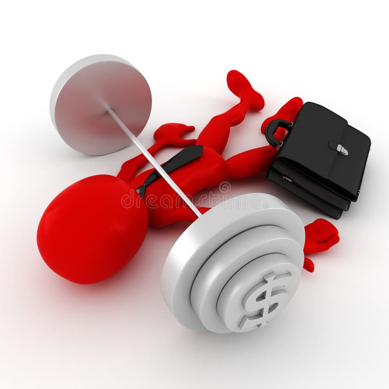 3d Man Hard Time in Business Concept Stock Illustration - Illustration ...