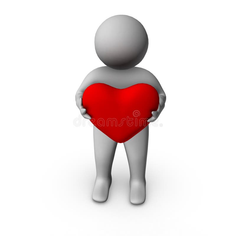 3d man with heart stock illustration. Illustration of care - 18219676