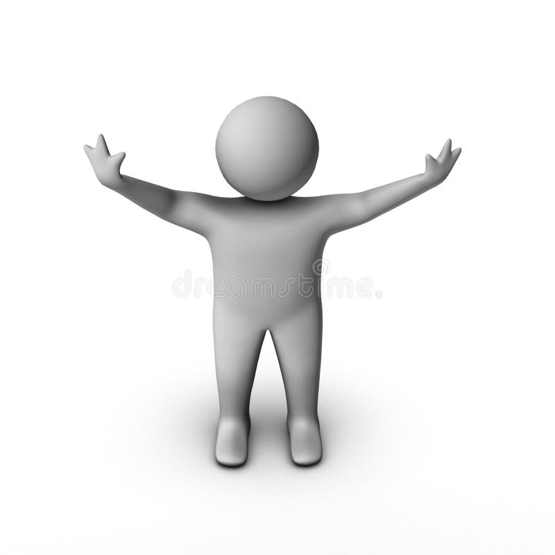 3d man in hello pose stock illustration. Illustration of person - 13072656