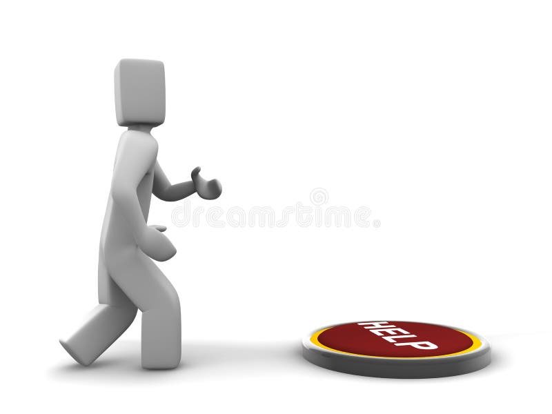 3d man help button stock illustration. Illustration of punctuation ...
