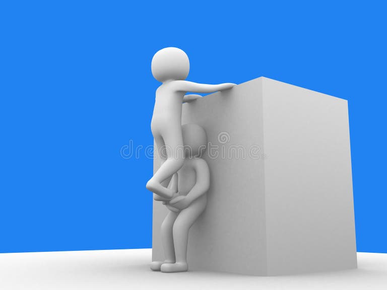 3d Man Helping Another 3d Man To Climb Stock Illustration ...