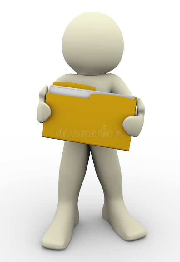3d man holding folder stock illustration. Illustration of business ...