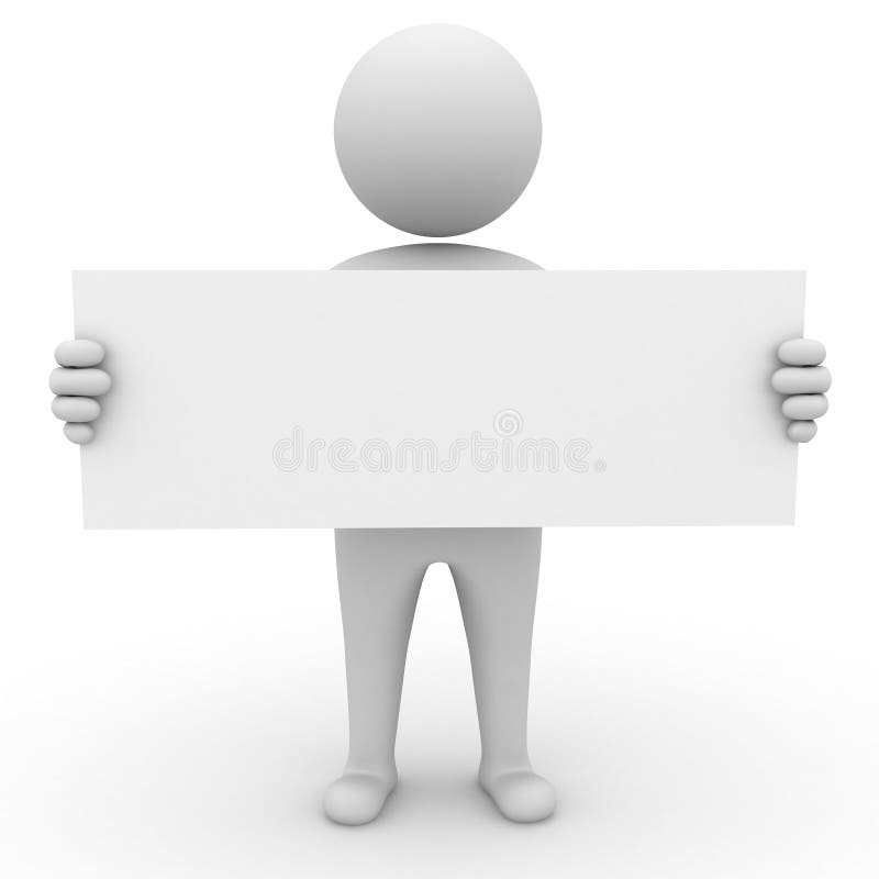 3d Man Holding Long Blank Board Stock Illustration - Illustration of ...