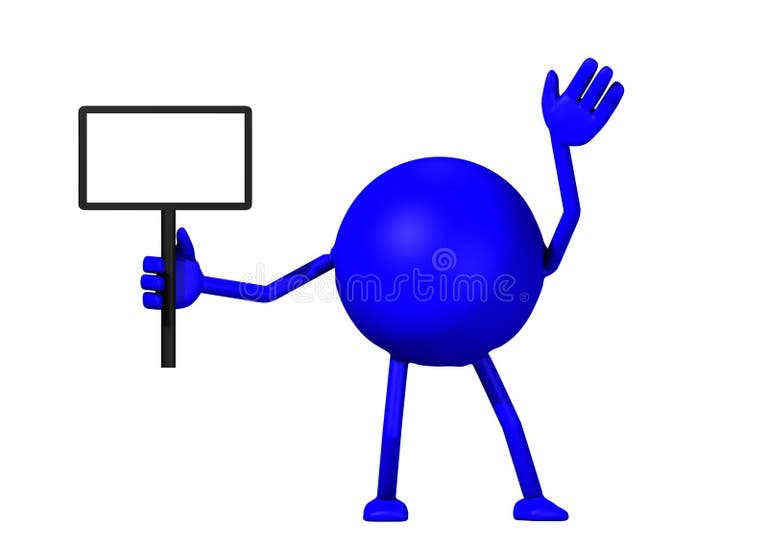 3d Man Holding a Sign stock illustration. Illustration of computer ...