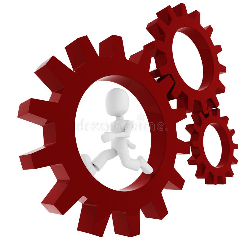 3d man inside a gear wheel stock illustration. Illustration of business ...